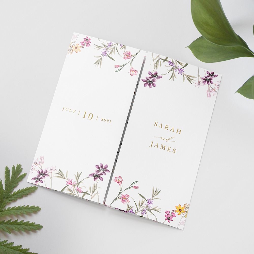 Wild Botanical Foil Printed Gatefold Invitation